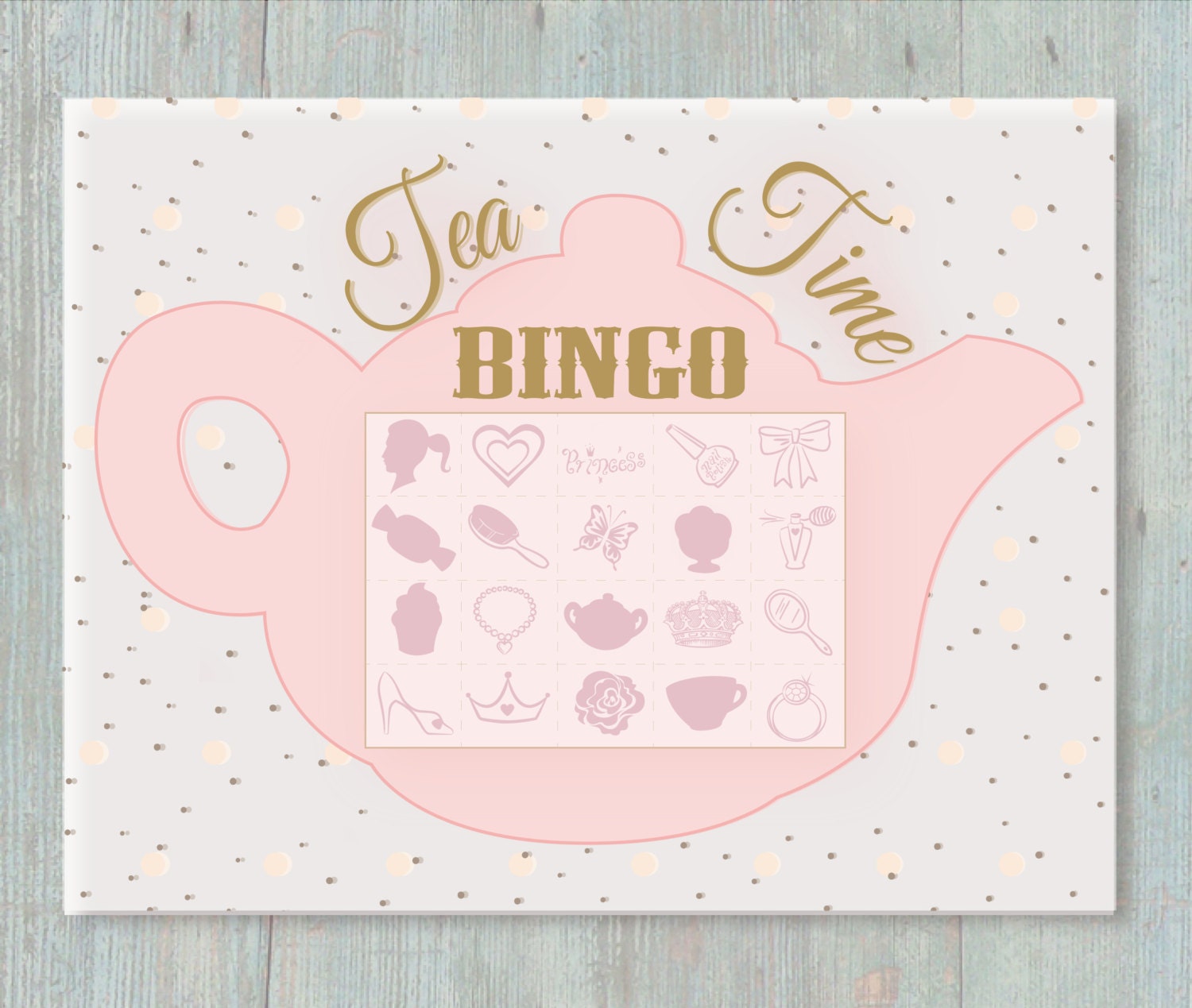 Tea Party Bingo Game Up to 40 Different Cards Birthday | Etsy