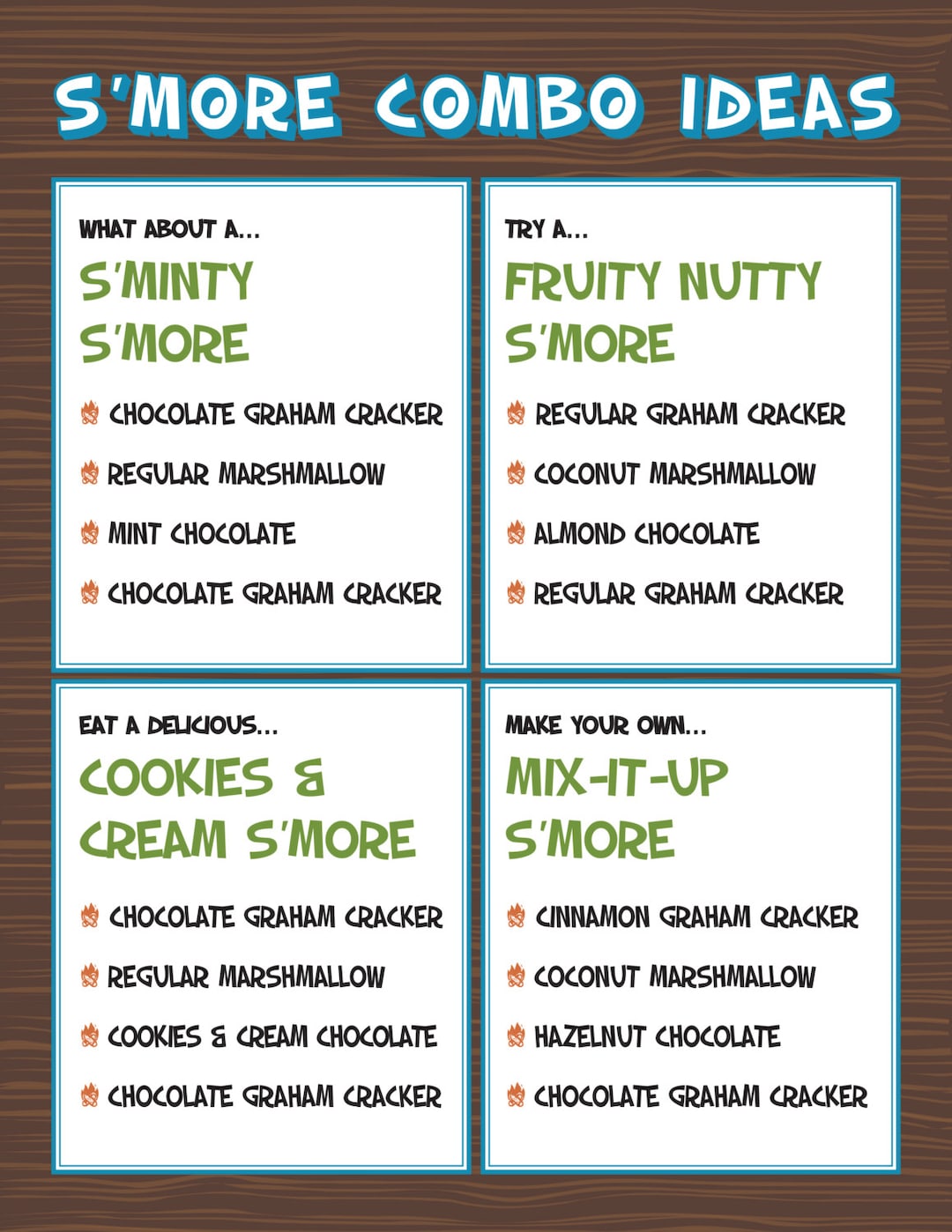 S'MORE Poster for Your SMORES Bar or Buffet - 11x14 on Matboard - Can ...