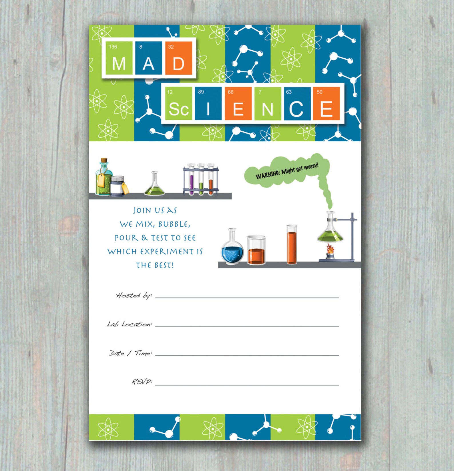 Mad Scientist Themed Birthday Party Printables Set INCLUDES - Etsy