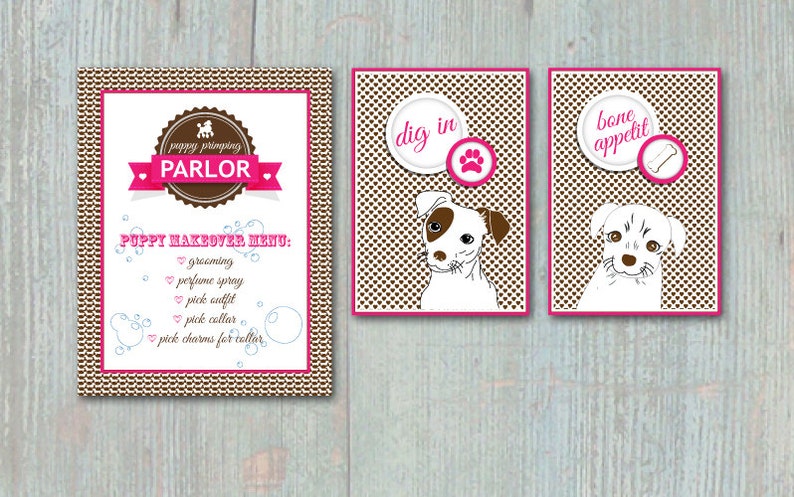 Puppy Love Poster / Signs - "primping Parlor", "dig In" and "bone ...