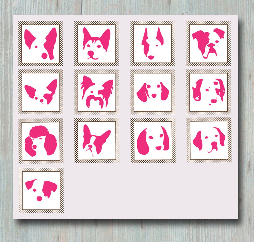 Dog Face Collage Printable - THIRTEEN Different Dog Faces - Use as Wall ...