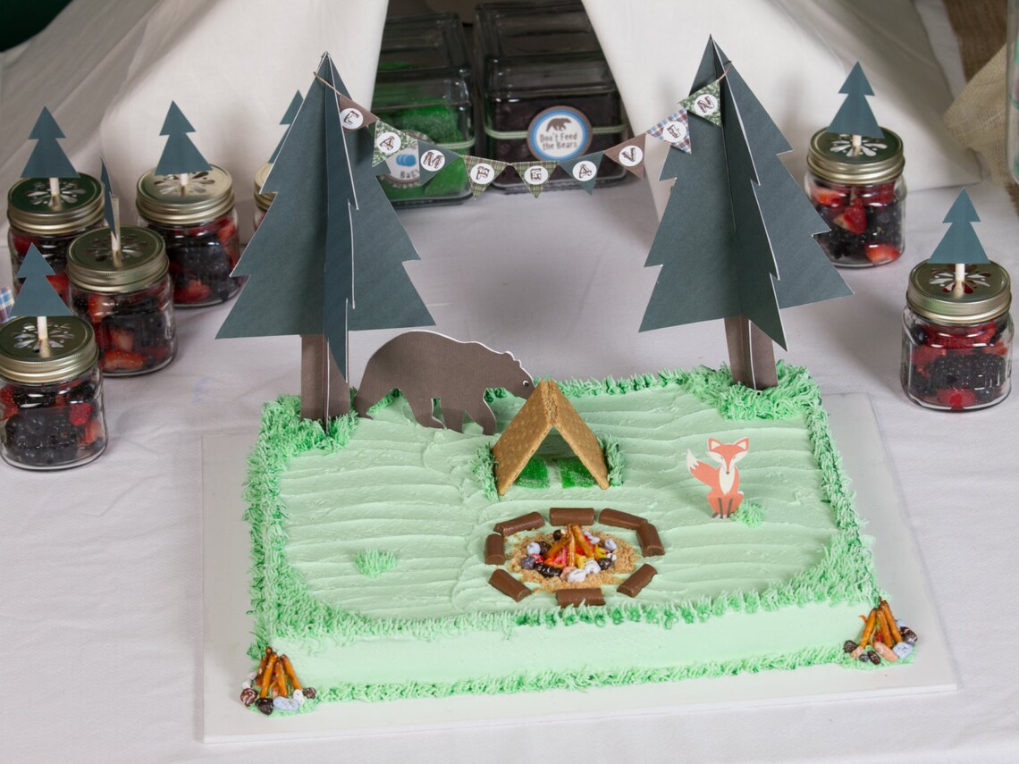 Rustic Themed Cake Topper Printable Includes Tree Fox - Etsy