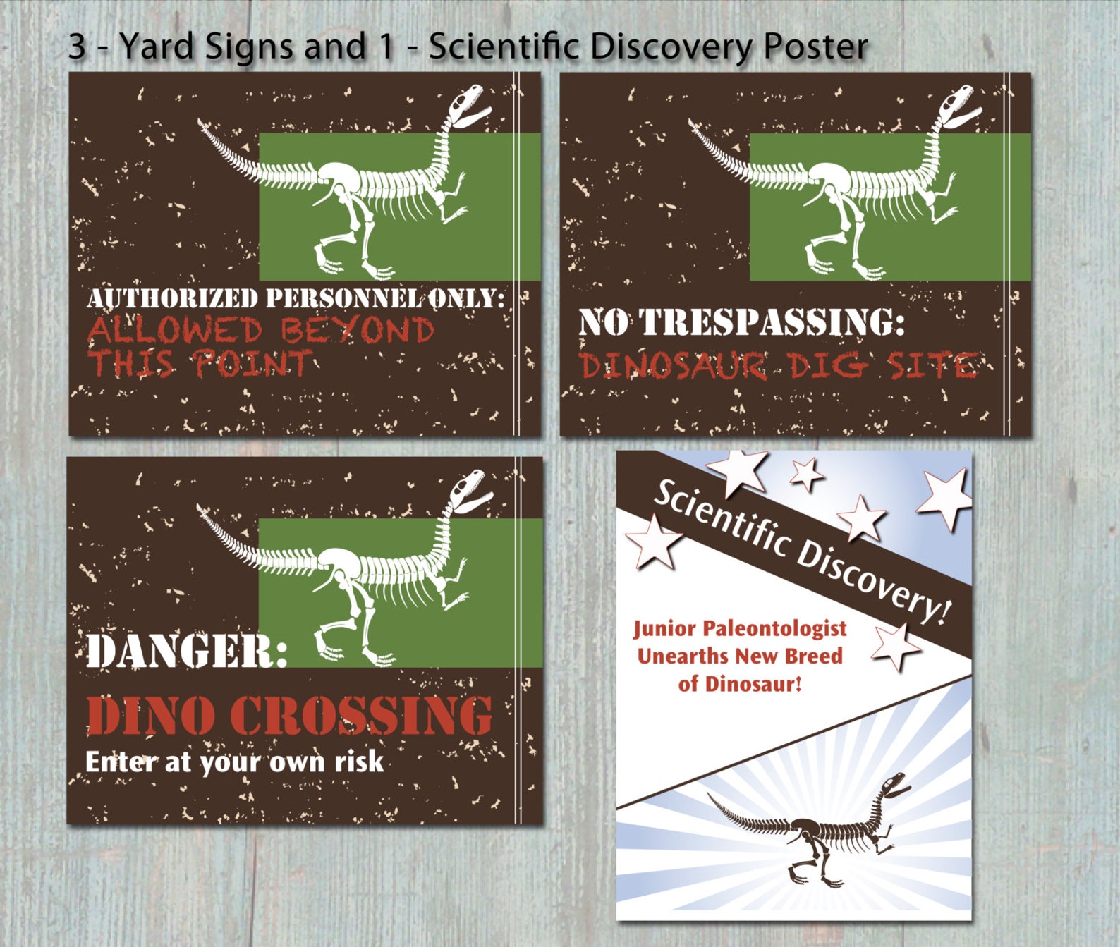 Three Dinosaur Dig Site Party Signs One Scientific Discovery | Etsy