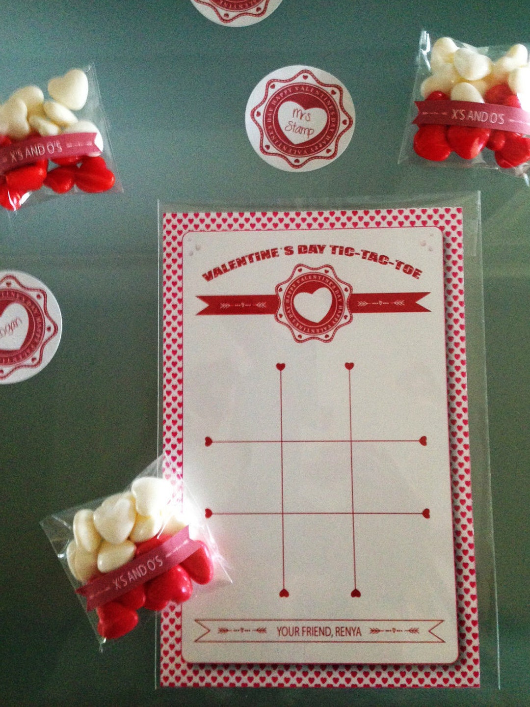 Valentine's Day Themed Tic-tac-toe Game Valentine's Day Favor Valentine ...
