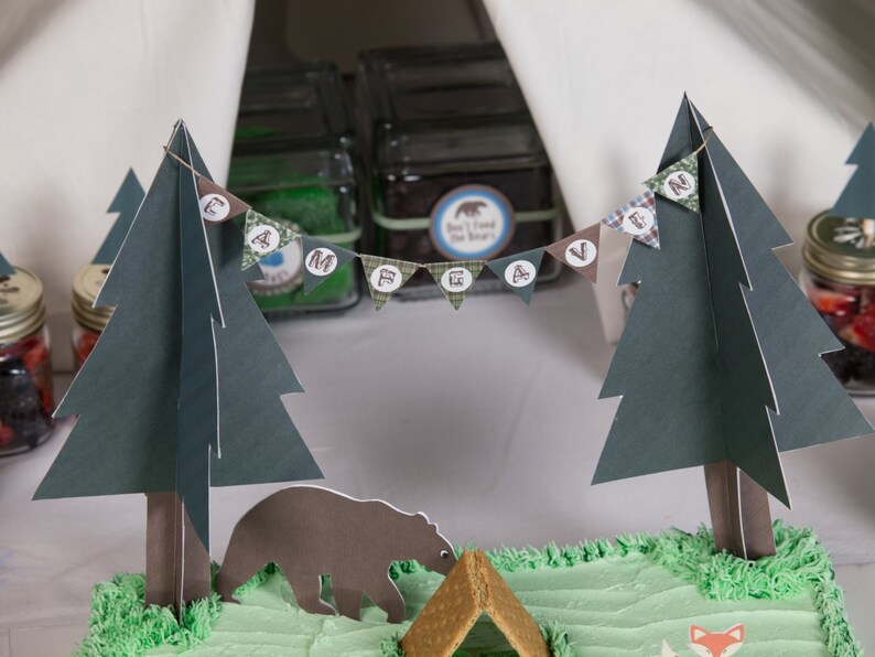 Rustic Themed Cake Topper Printable Includes Tree Fox - Etsy