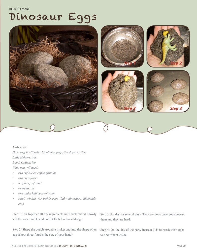 Diggin' For Dinosaurs Party Plan: 50 Page Guide to Plan | Etsy