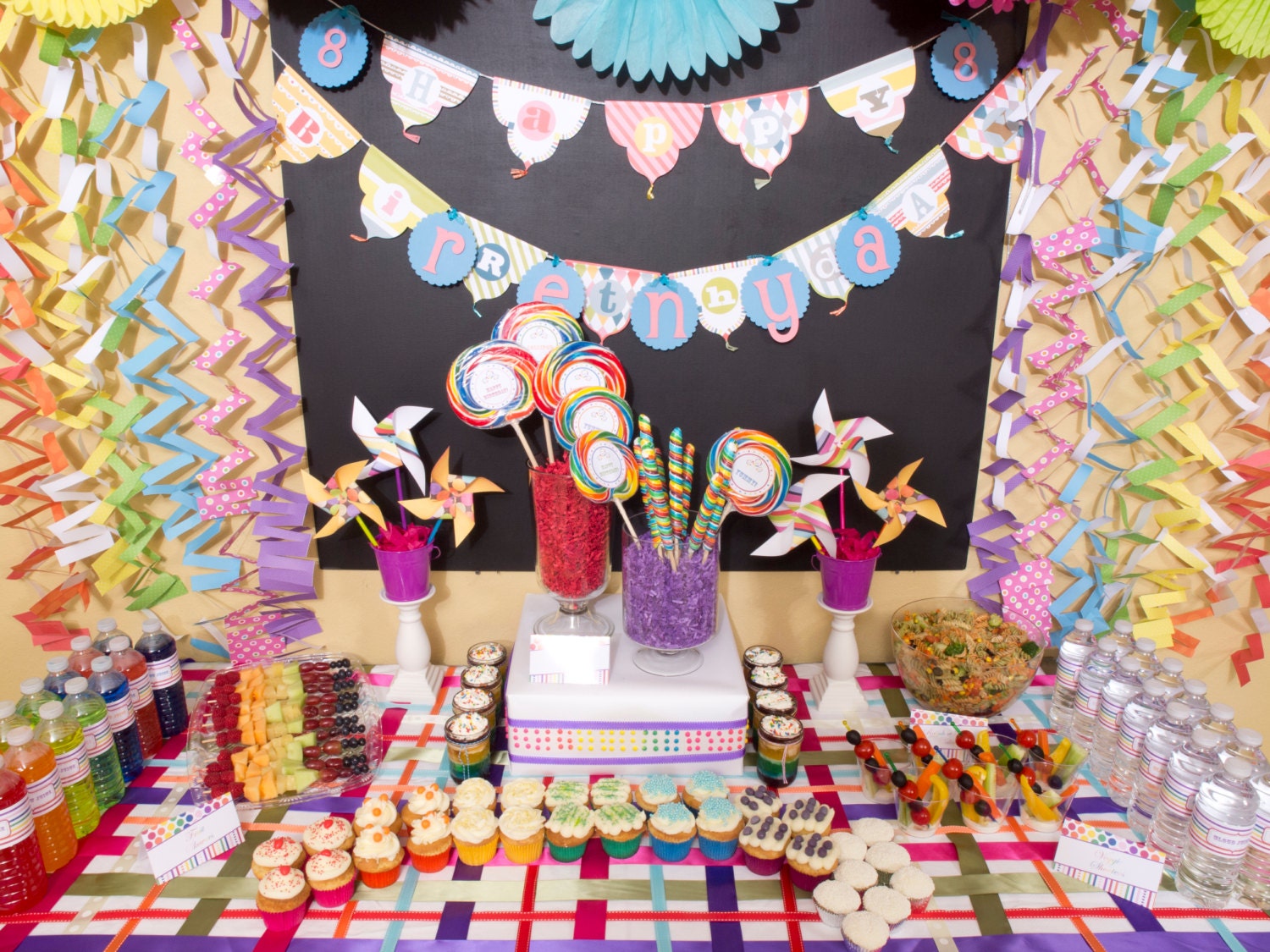 Rainbow Birthday Party Printables Set - INCLUDES CUSTOMIZED INVITATION ...