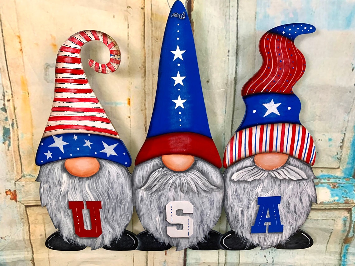 Patriotic Gnomes Happy 4th of July Gnome Door Hanger - Etsy