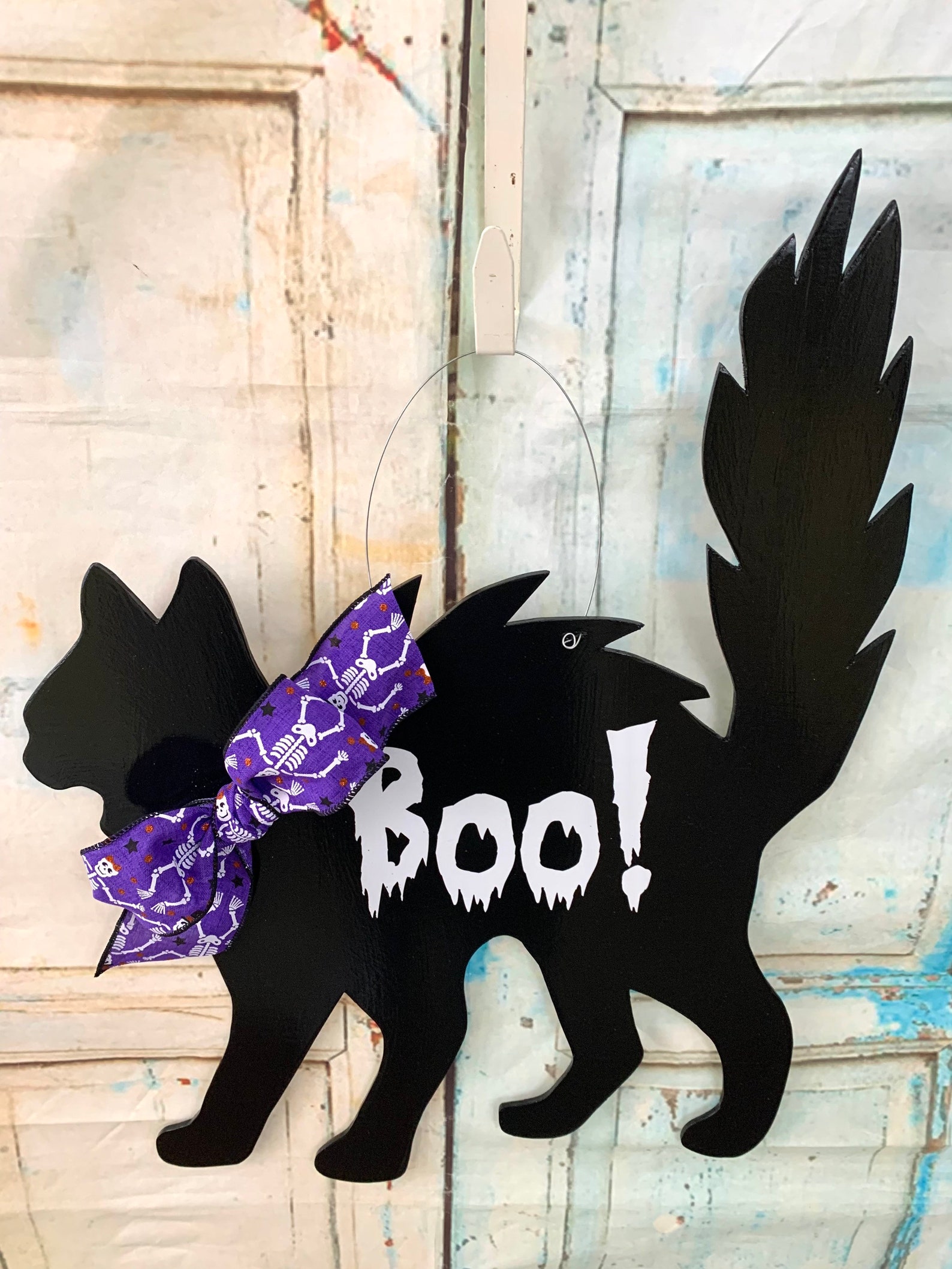 Black Cat Black Cat Door Hanger Halloween Door Hanger - Etsy