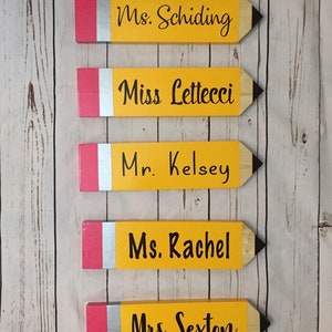 Teacher Sign, Teacher Pencil Sign, Teacher Christmas Gift, Personalized ...