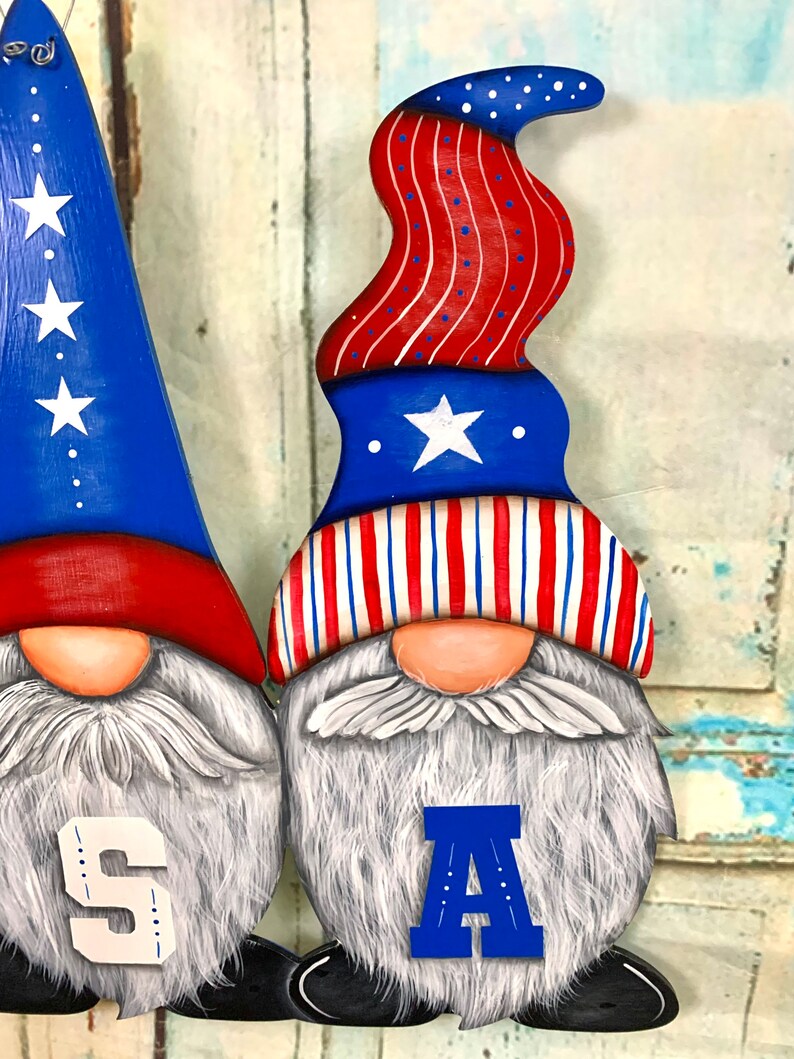 Patriotic Gnomes, Happy 4th of July, Gnome Door Hanger, Patriotic Door ...
