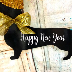 Dachshund Door Hanger, New Year Door Hanger, Happy New Year, Dachshund ...