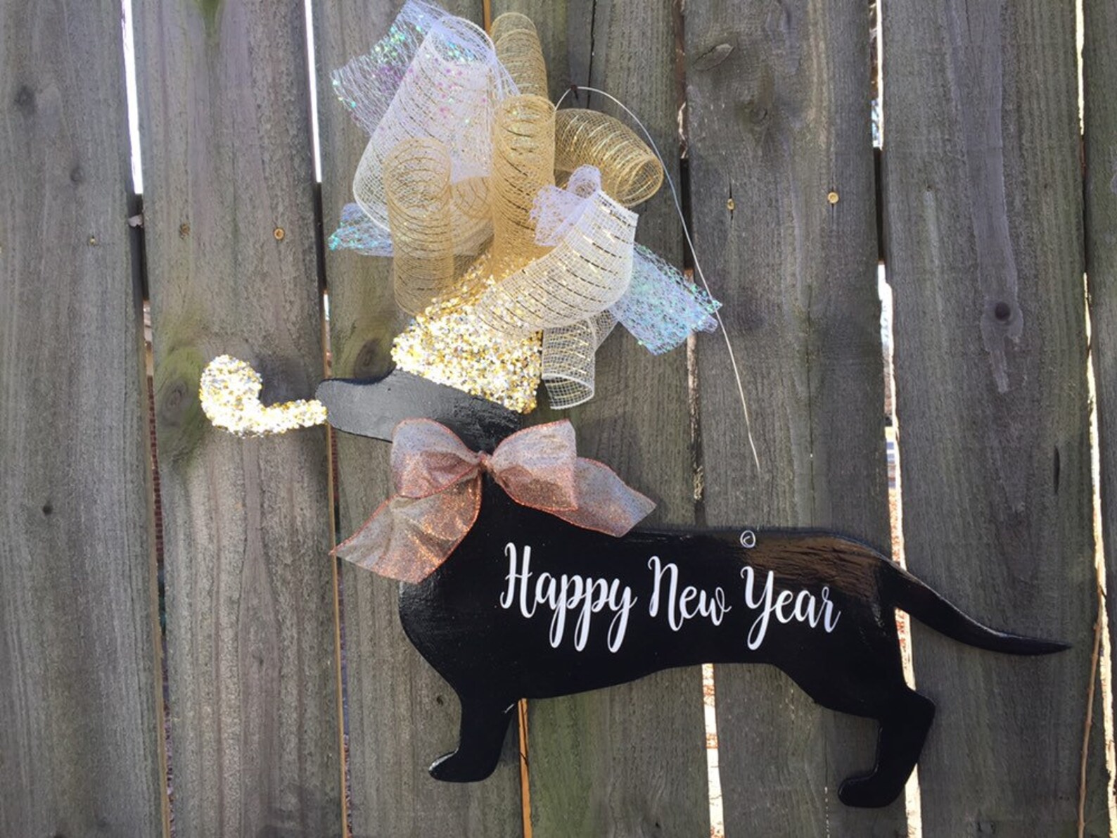 Dachshund Door Hanger New Year Door Hanger Happy New Year - Etsy