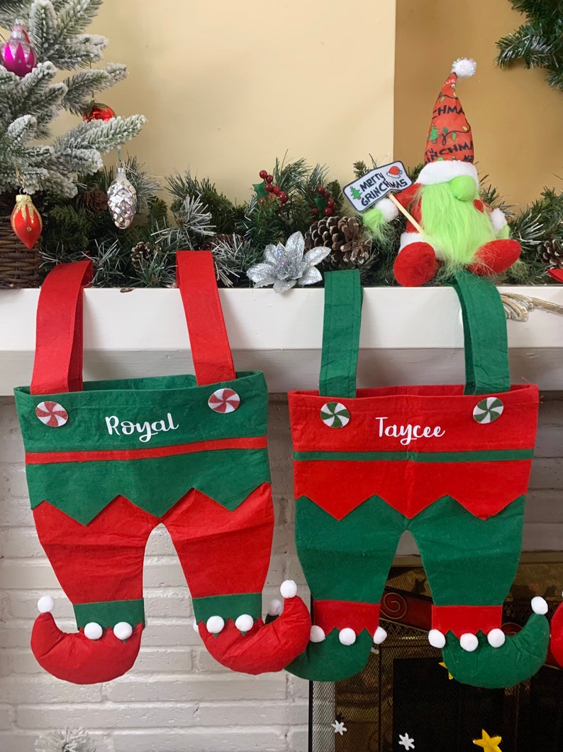 Personalized Christmas Stocking Elf Stocking Elf Pants - Etsy