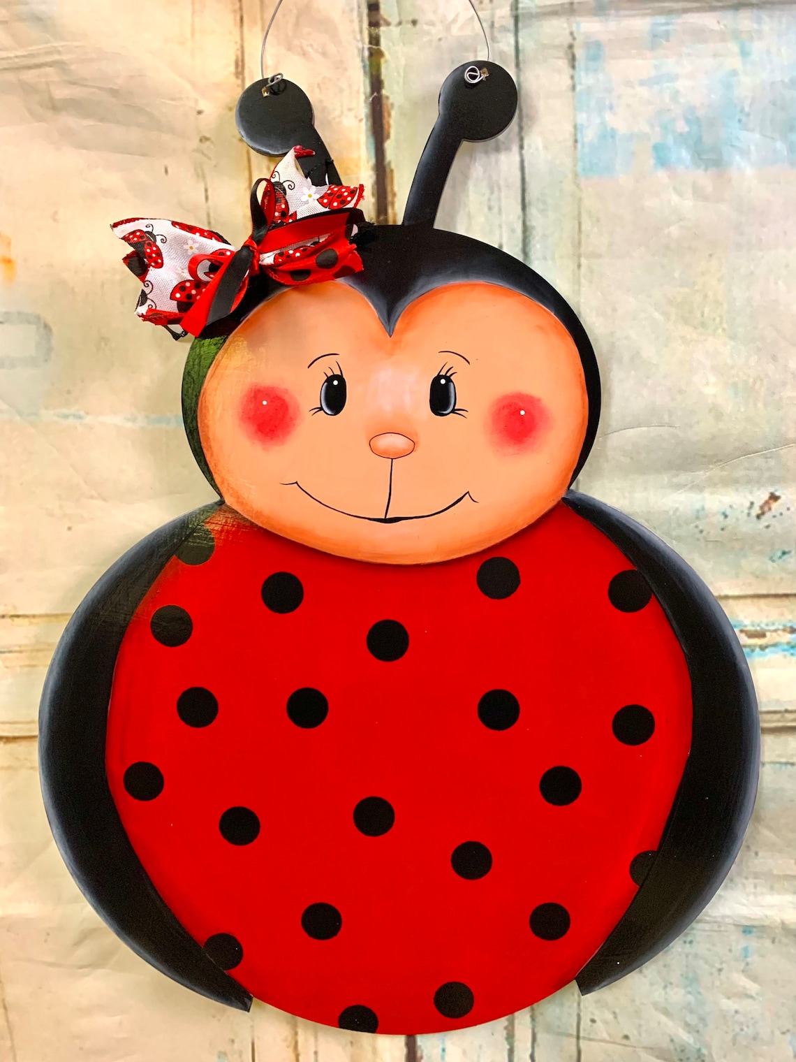 Lady Bug Door Hanger, Summer Door Hanger, Lady Bug Birthday Decoration ...
