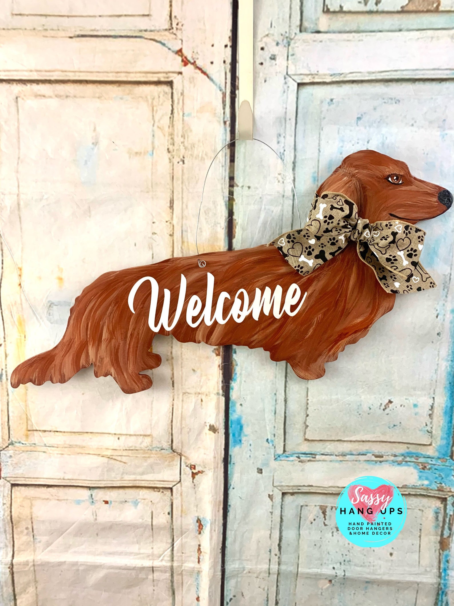 Long Haired Dachshund Door Hanger Dachshund Door Hanger Dog - Etsy