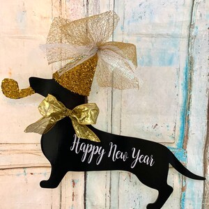 Dachshund Door Hanger, New Year Door Hanger, Happy New Year, Dachshund ...