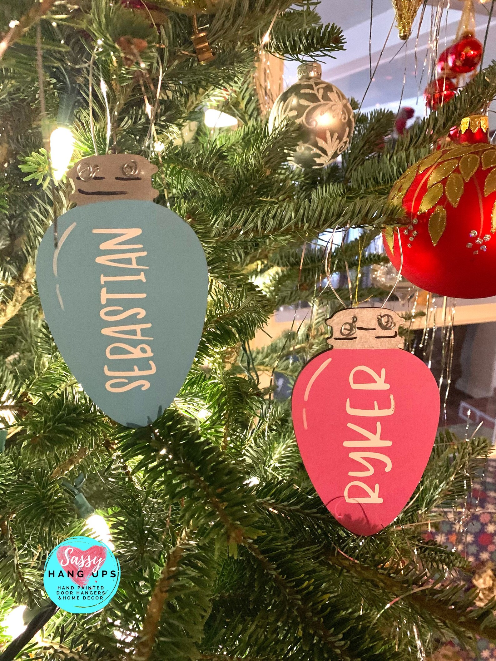 Christmas Ornaments, Light Bulb Ornaments, Personalized Christmas ...