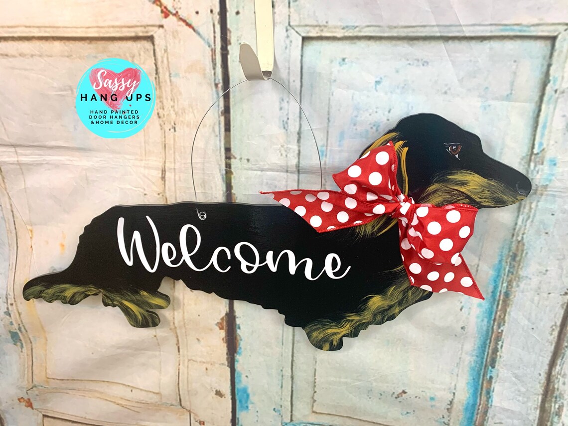 Long Haired Dachshund Door Hanger Dachshund Door Hanger Dog | Etsy