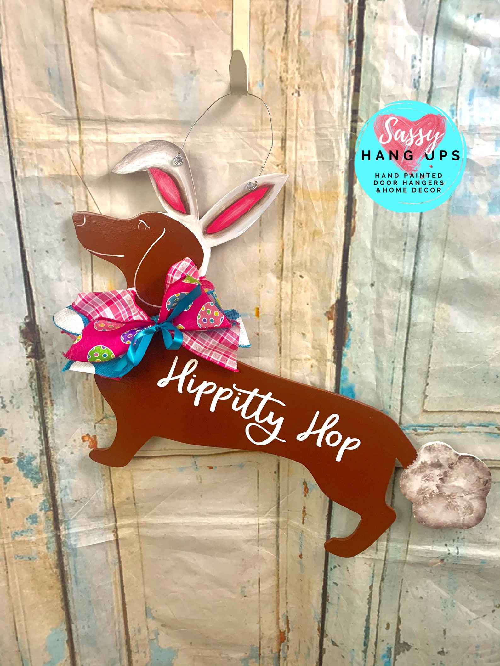 Dachshund Door Hanger, Easter Door Hanger, Easter Dachshund, Easter ...