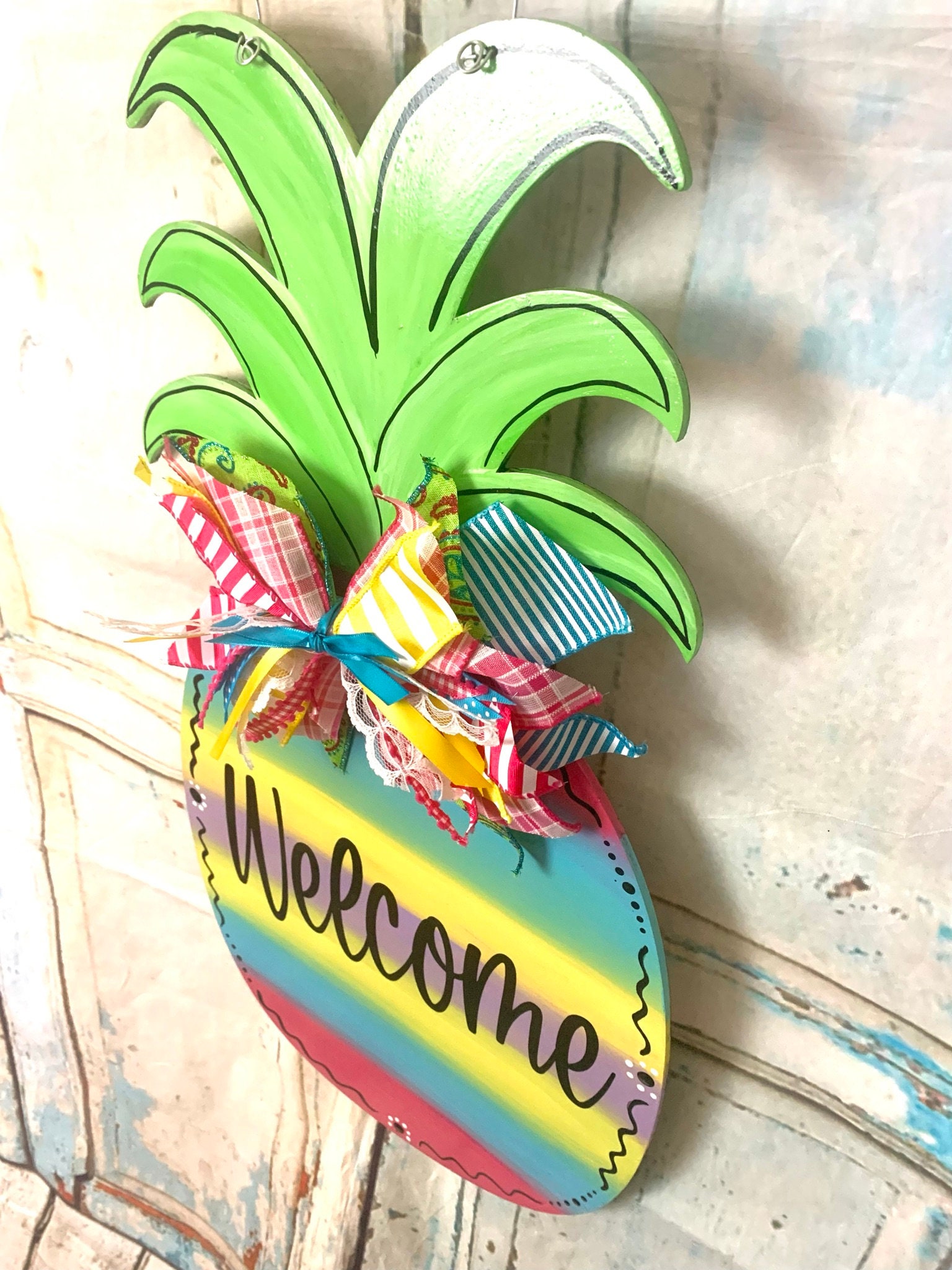 Summer Door Hanger, Pineapple Door Hanger, Welcome Door Hanger ...