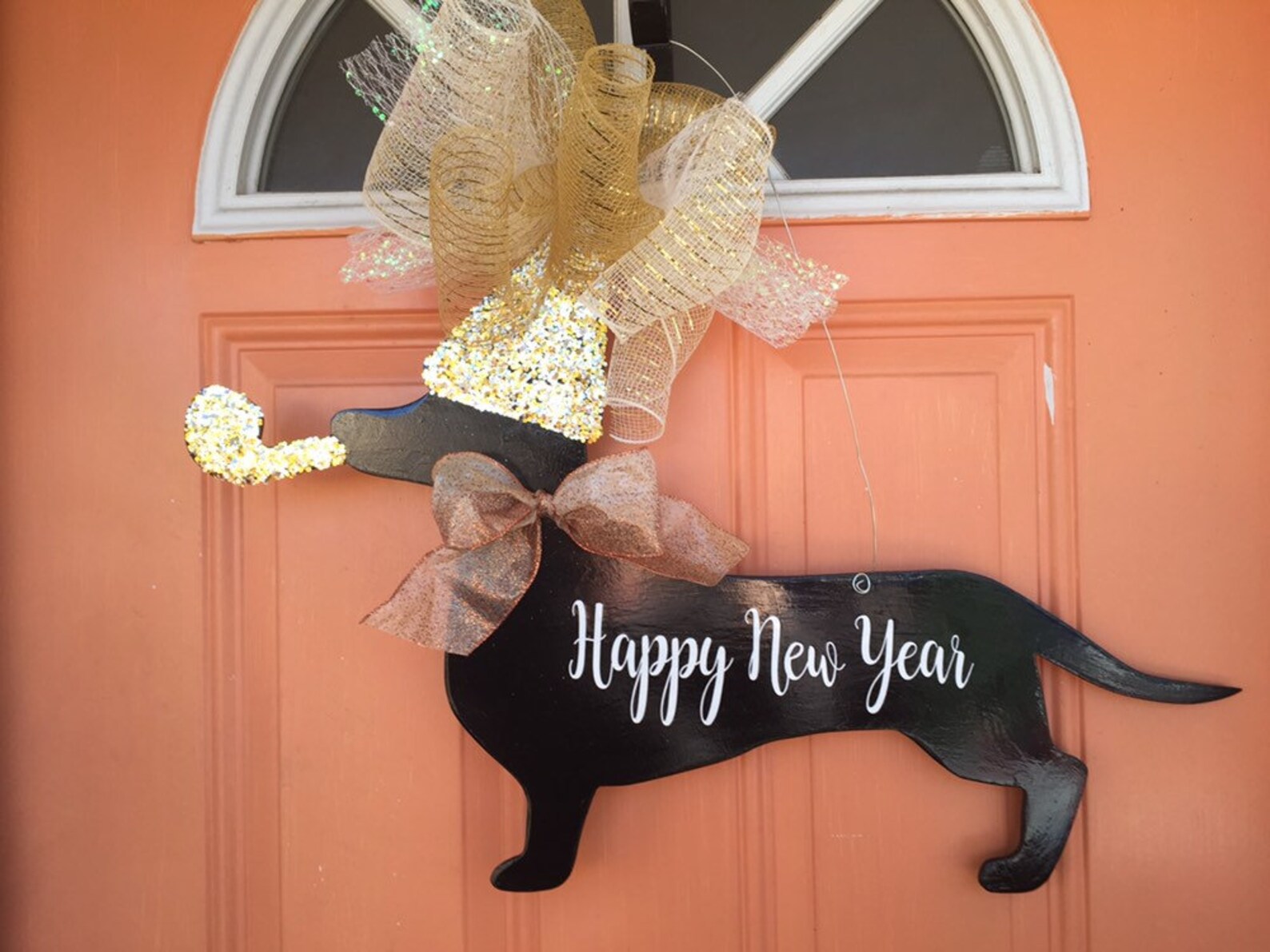 Dachshund Door Hanger New Year Door Hanger Happy New Year - Etsy