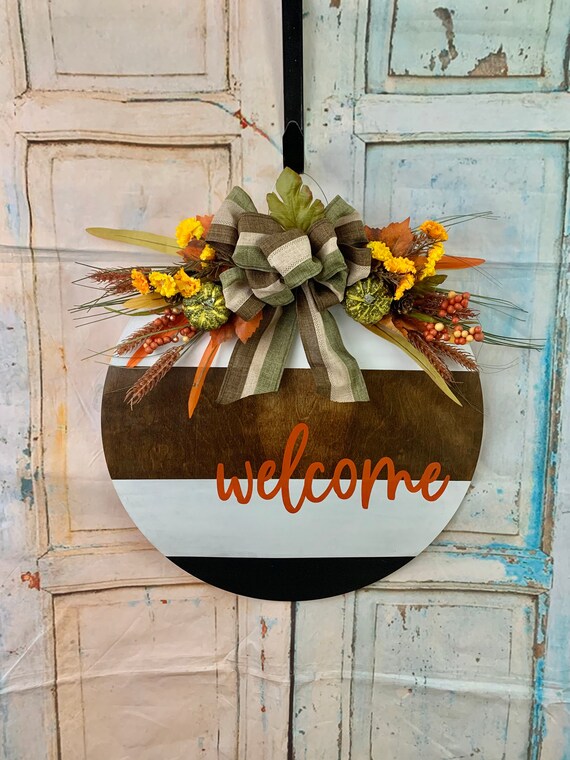 Round Fall Door Hanger Fall Welcome Round Door Hanger Fall - Etsy