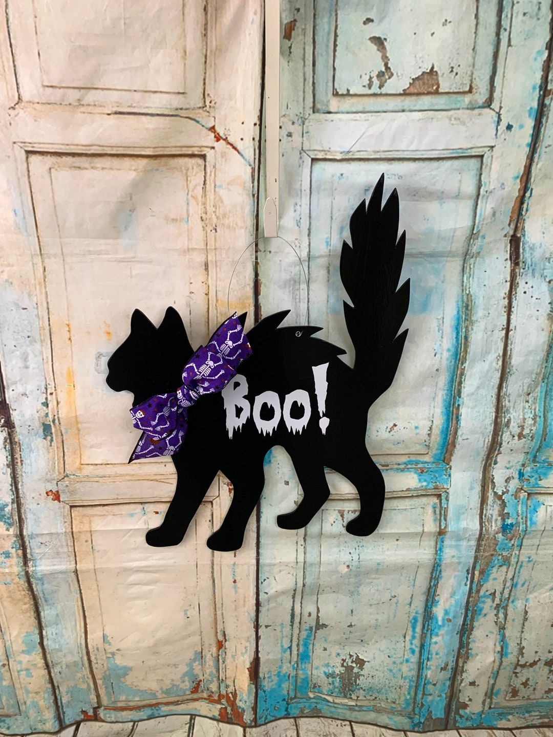Black Cat, Black Cat Door Hanger, Halloween Door Hanger, Halloween Door ...
