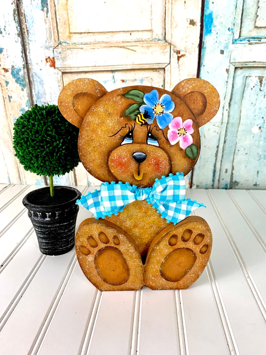 Woodland Bear, Bear Shelf Sitter, Wood Teddy Bear, Teddy Bear, Bear ...