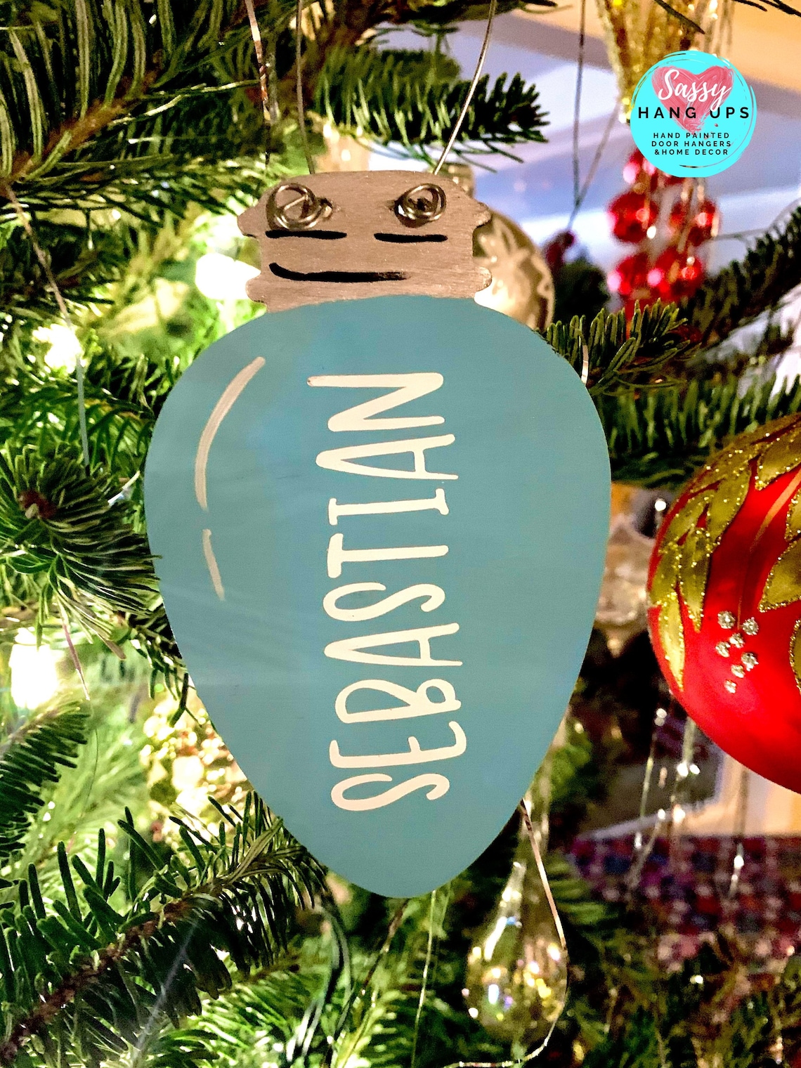 Christmas Ornaments Light Bulb Ornaments Personalized | Etsy