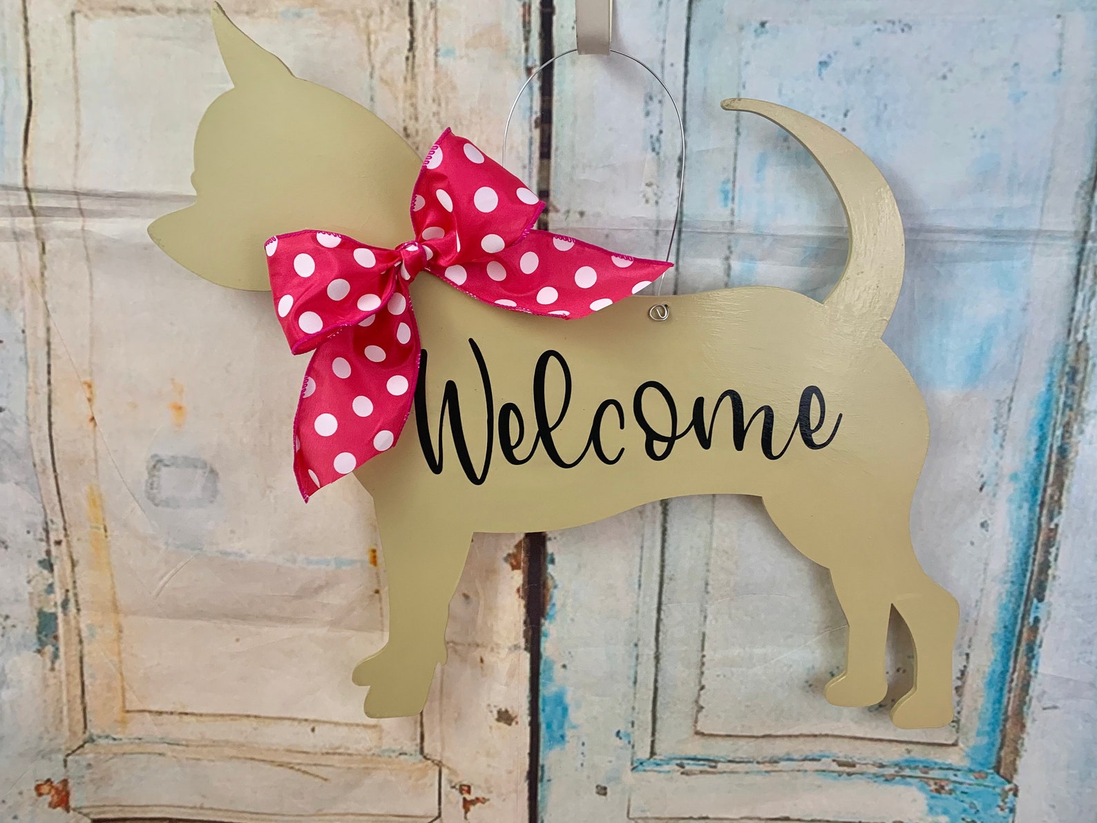 Chihuahua Door Hanger, Dog Door Hanger, Chihuahua Wreath, Chihuahua ...