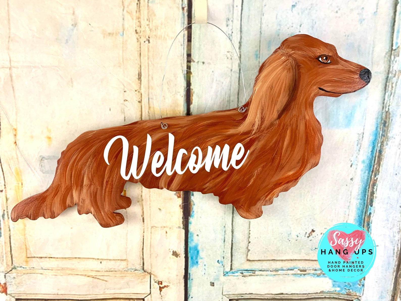 Long Haired Dachshund Door Hanger Dachshund Door Hanger Dog - Etsy