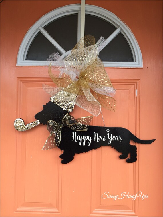 Wire Haired New Year's Dachshund Door Hanger New | Etsy