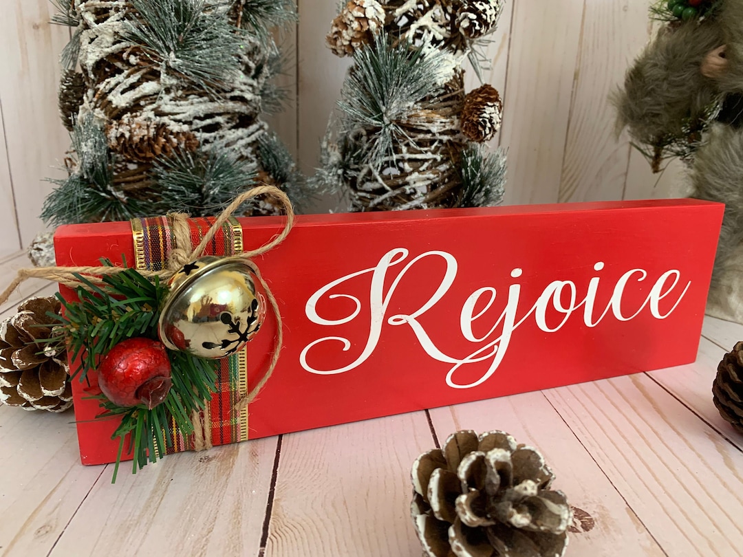 Christmas Sign, Christmas Decor, Rejoice Christmas Sign, Christmas Gift ...