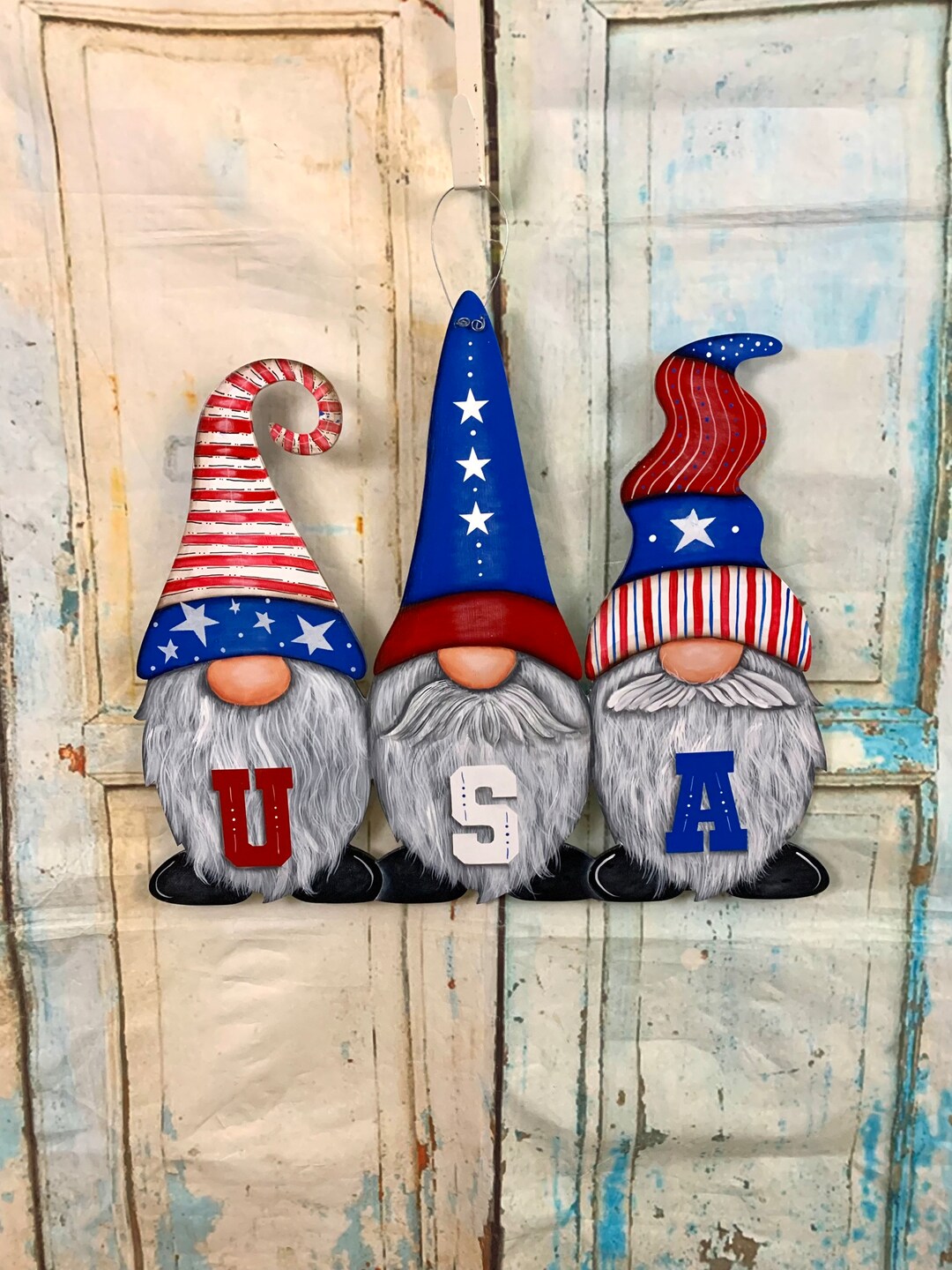 Patriotic Gnomes, Happy 4th of July, Gnome Door Hanger, Patriotic Door ...