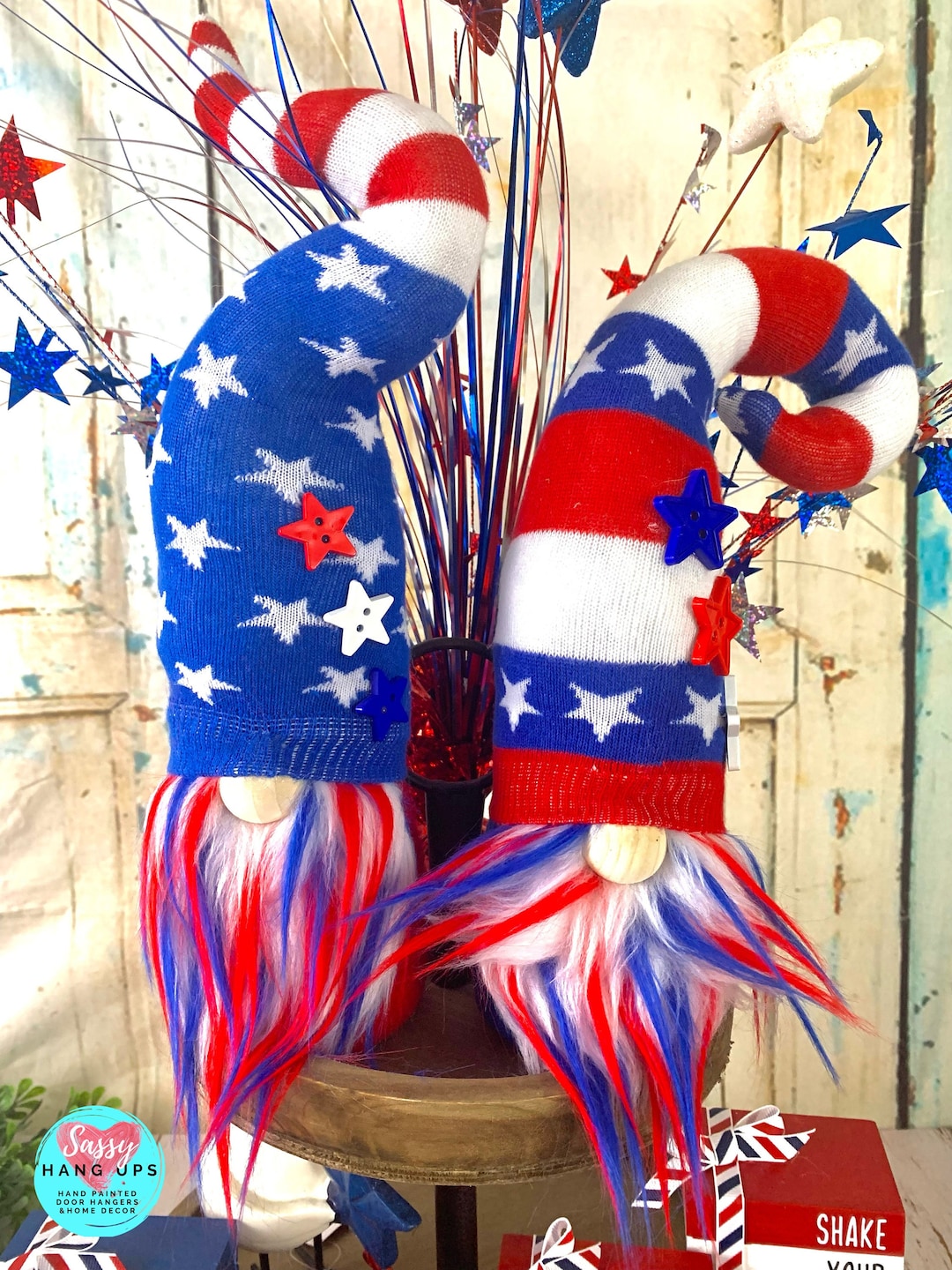 Patriotic Gnomes, Patriotic Tier Tray Decor, July 4th Gnomes, July 4th ...