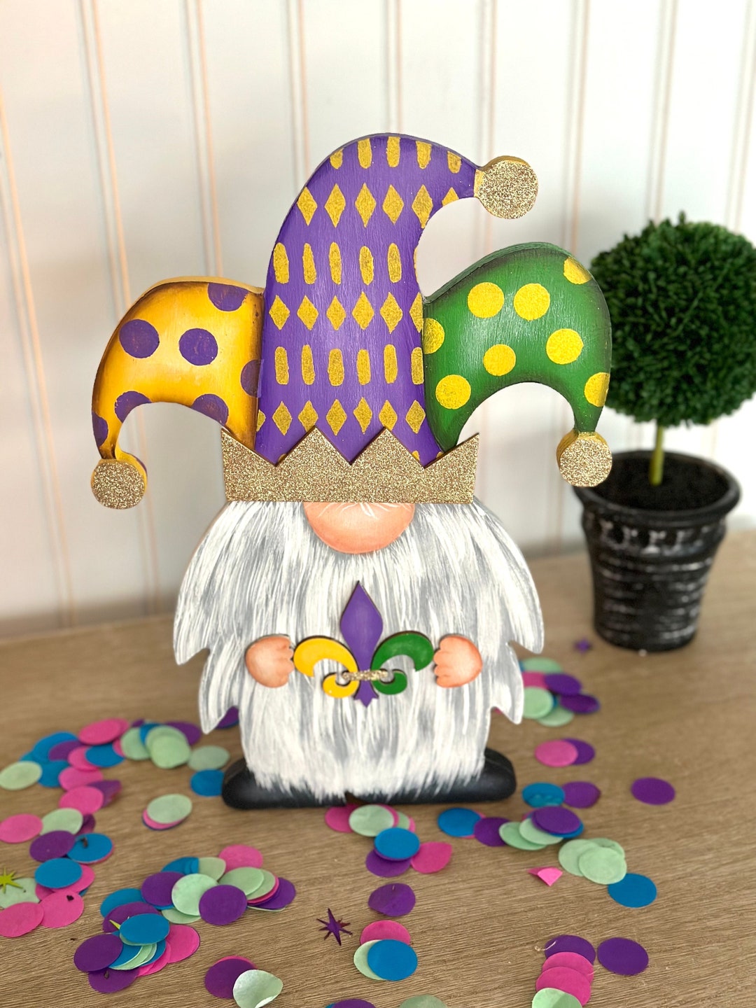 Mardi Gras Gnome, Gnome Shelf Sitter, Gnome Coffee Bar, Mardi Gras ...