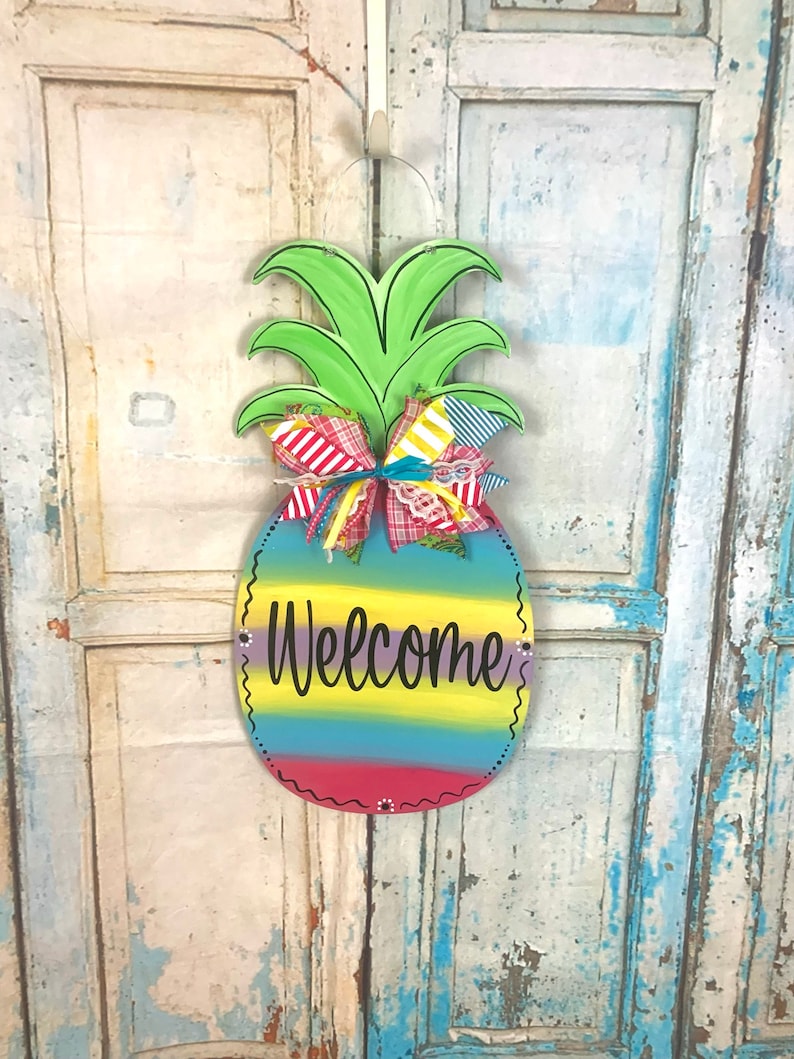 Summer Door Hanger, Pineapple Door Hanger, Welcome Door Hanger ...