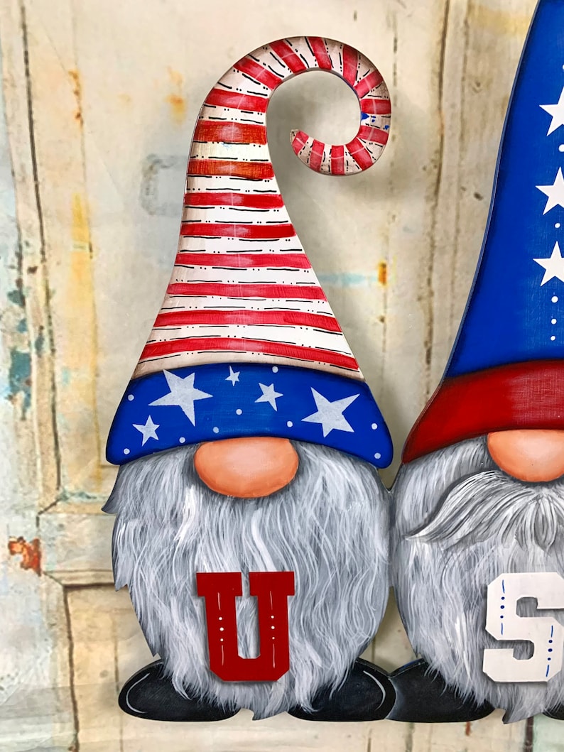Patriotic Gnomes Happy 4th of July Gnome Door Hanger - Etsy