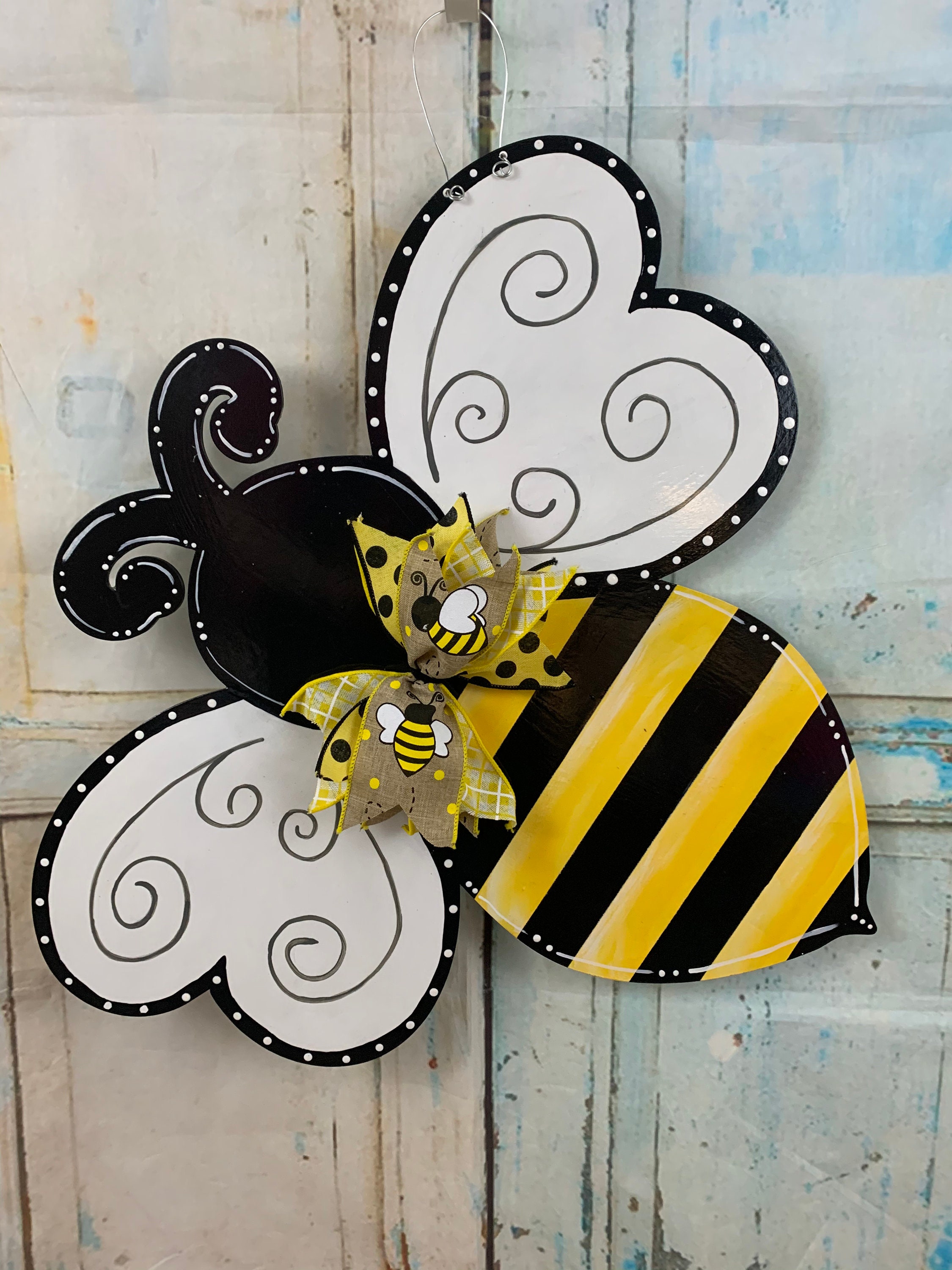 Bumble Bee Door Hanger, Bee Happy Decor, Bee Door Hanger, Bumble Bee ...