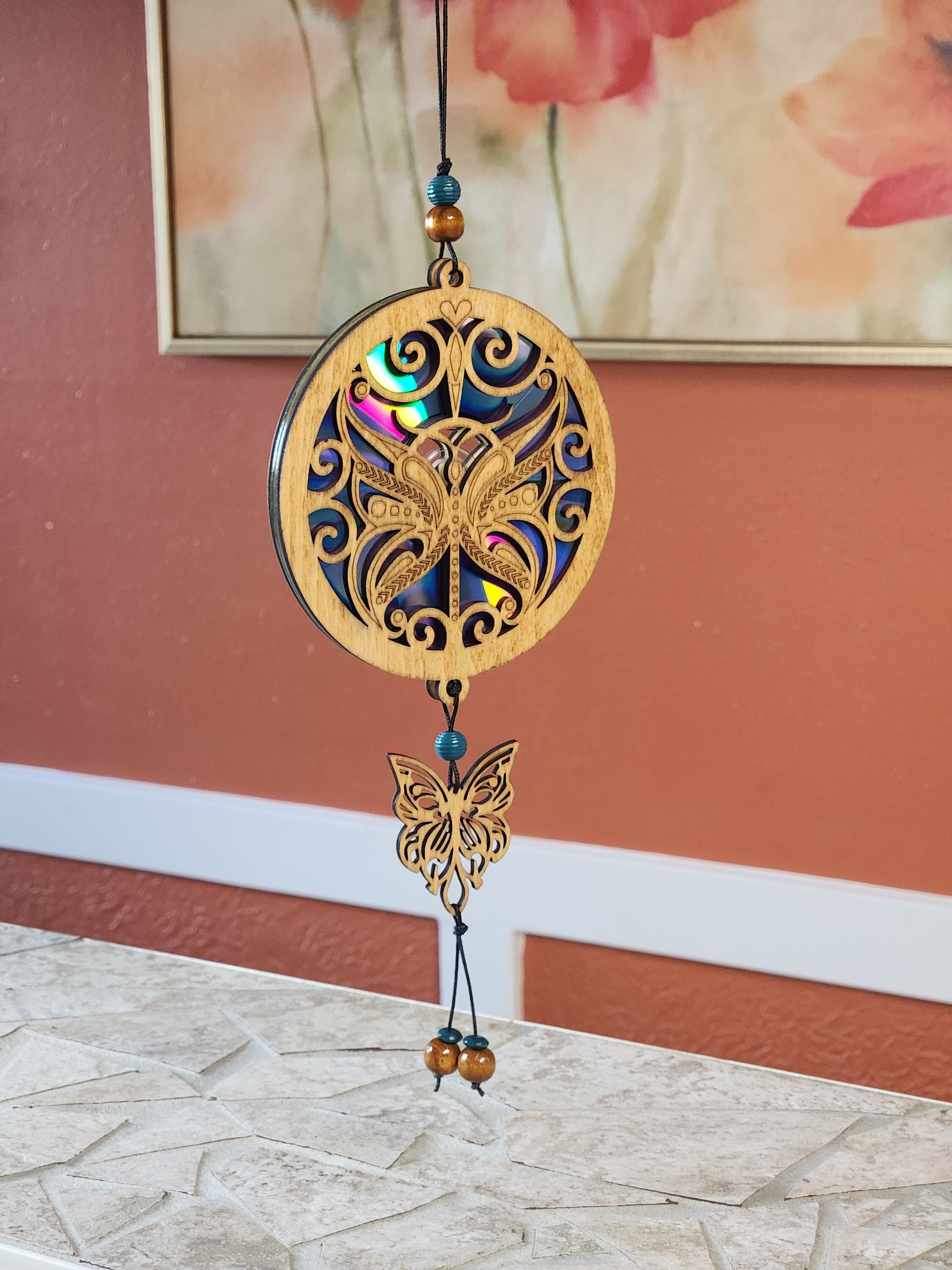 Butterfly DVD CD Suncatcher Laser Cut Wood Light Reflector Brilliant ...