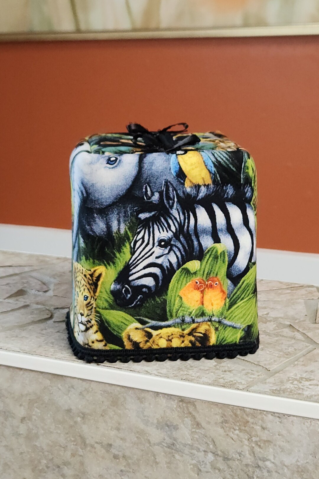Tissue Box Cover Zebra Jungle Safari Animals Handmade Fabric Tissue ...
