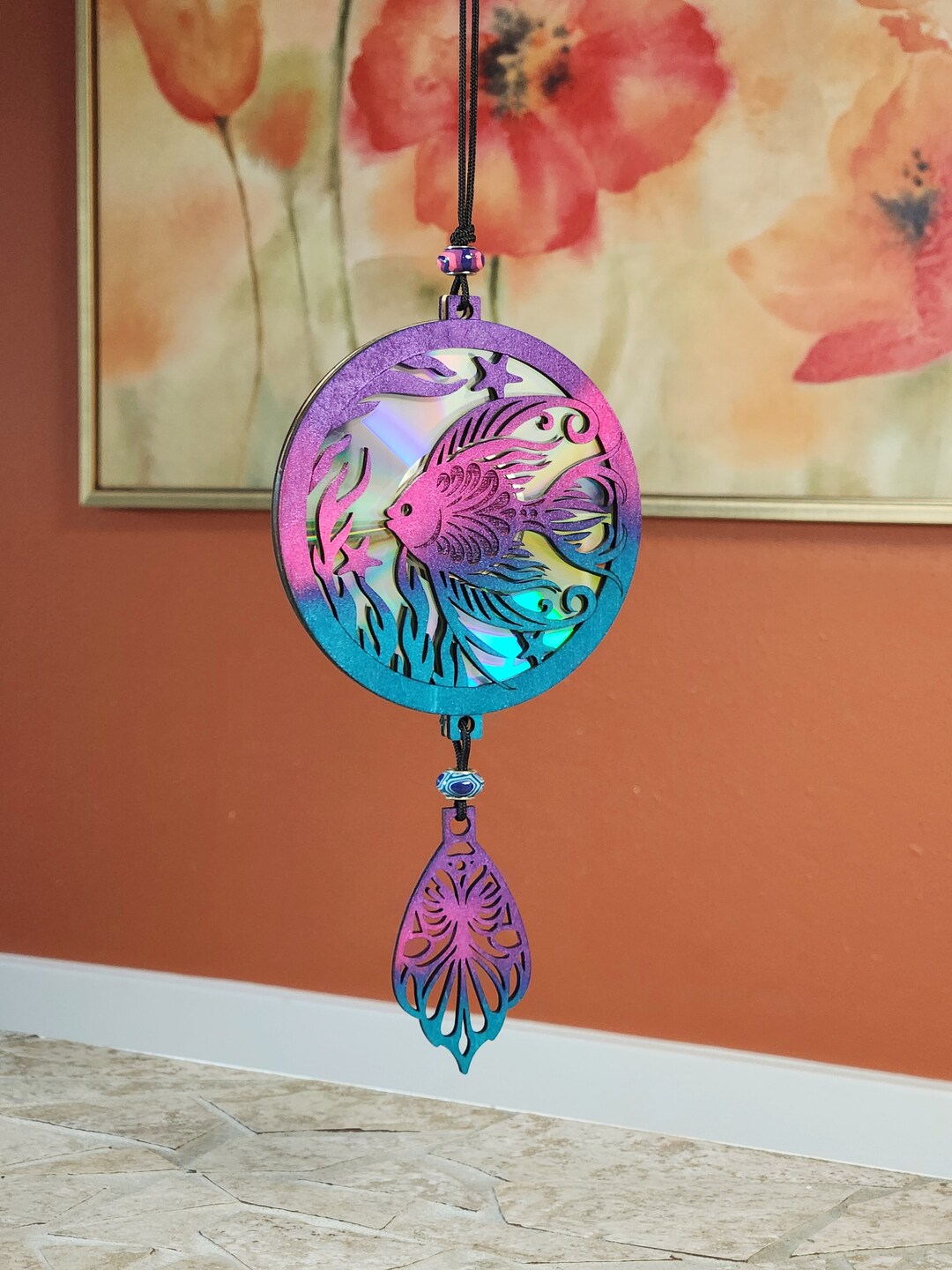 Angel Fish DVD CD Suncatcher Laser Cut Wood Light Reflector Brilliant ...