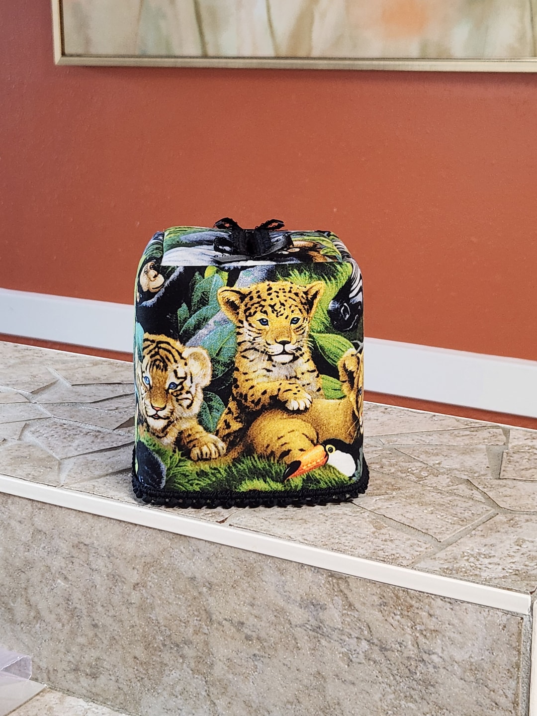 Tissue Box Cover Tiger Cubs Jungle Safari Animals Handmade Fabric ...