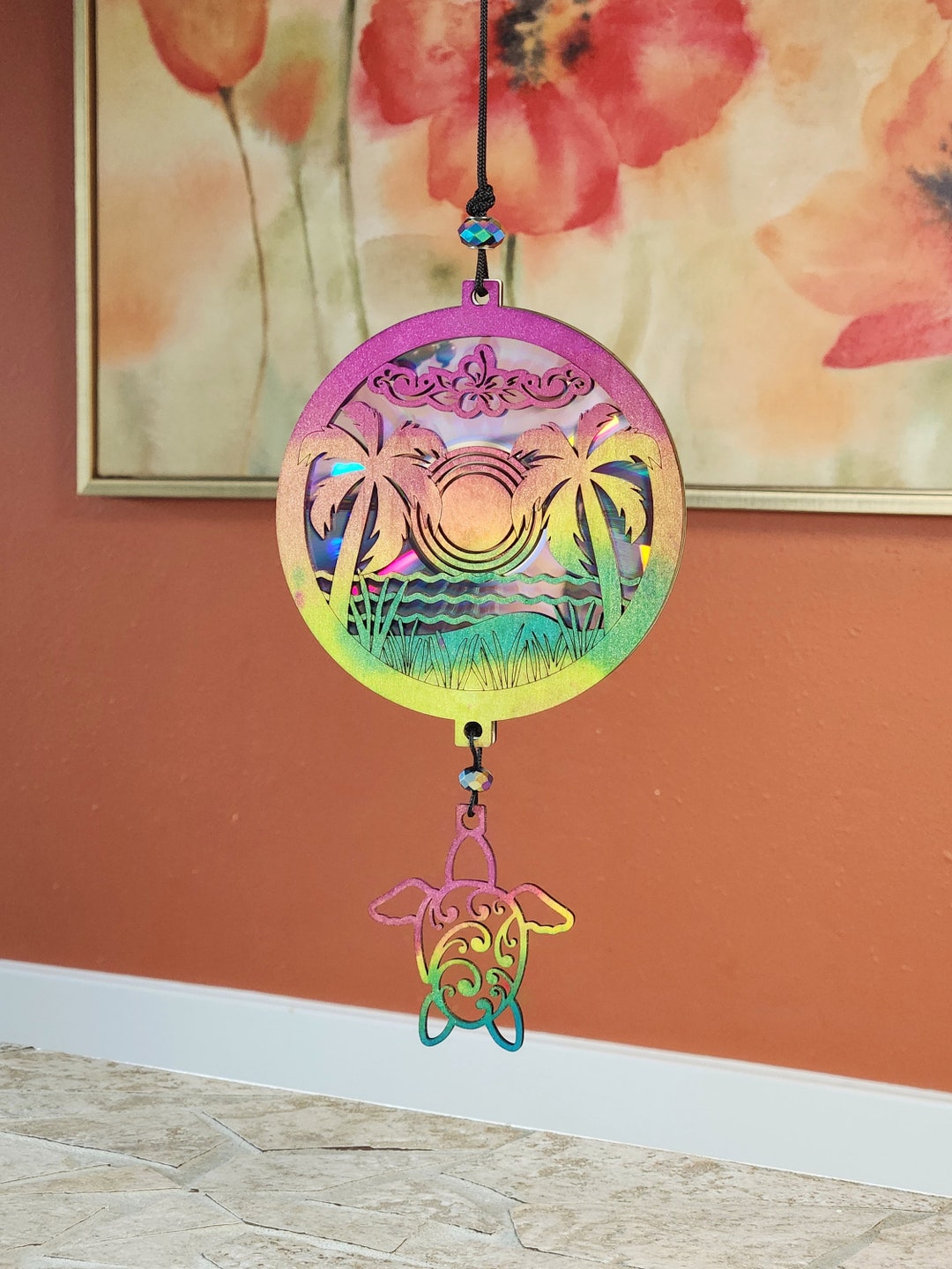 Tropical Beach DVD CD Suncatcher Laser Cut Wood Light Reflector ...