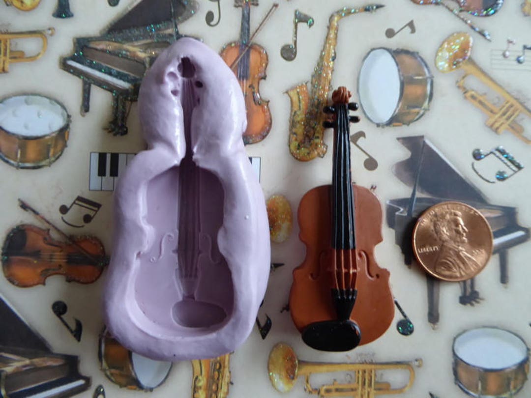 Violin Fiddle Silicone Mold for DIY Crafts Such as Chocolate Candy ...