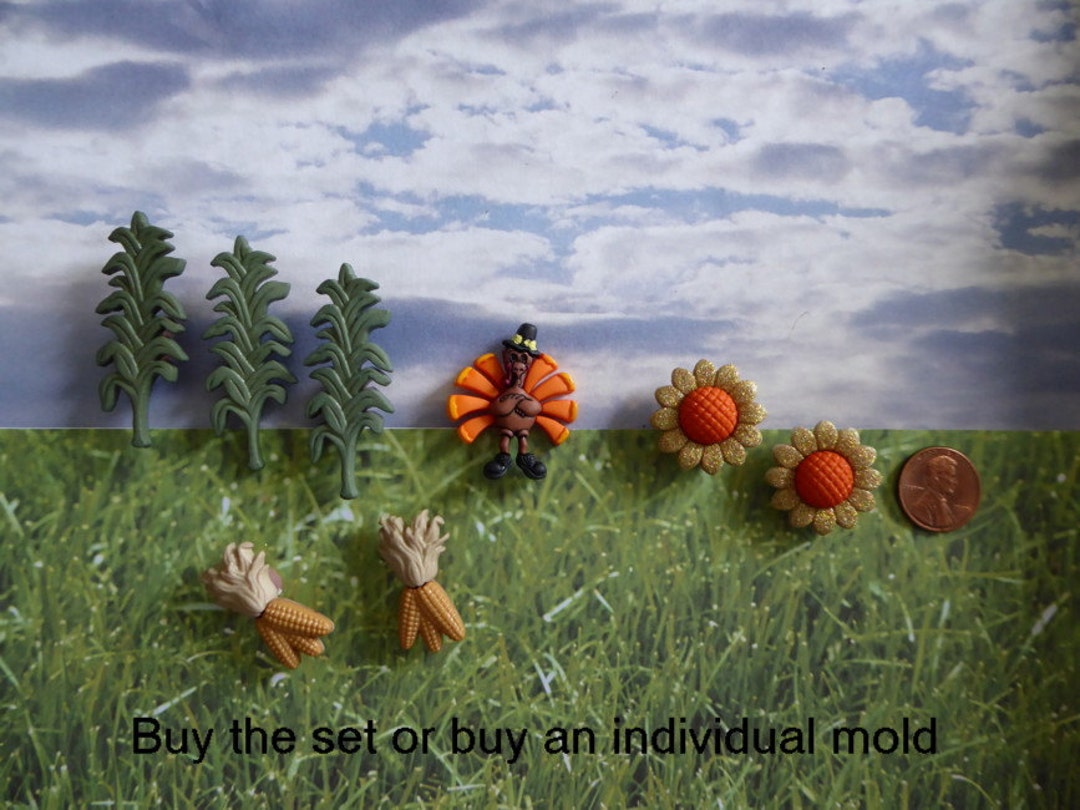 Thanksgiving Turkey, Cornstalk and Sunflower Silicone Molds for DIY ...