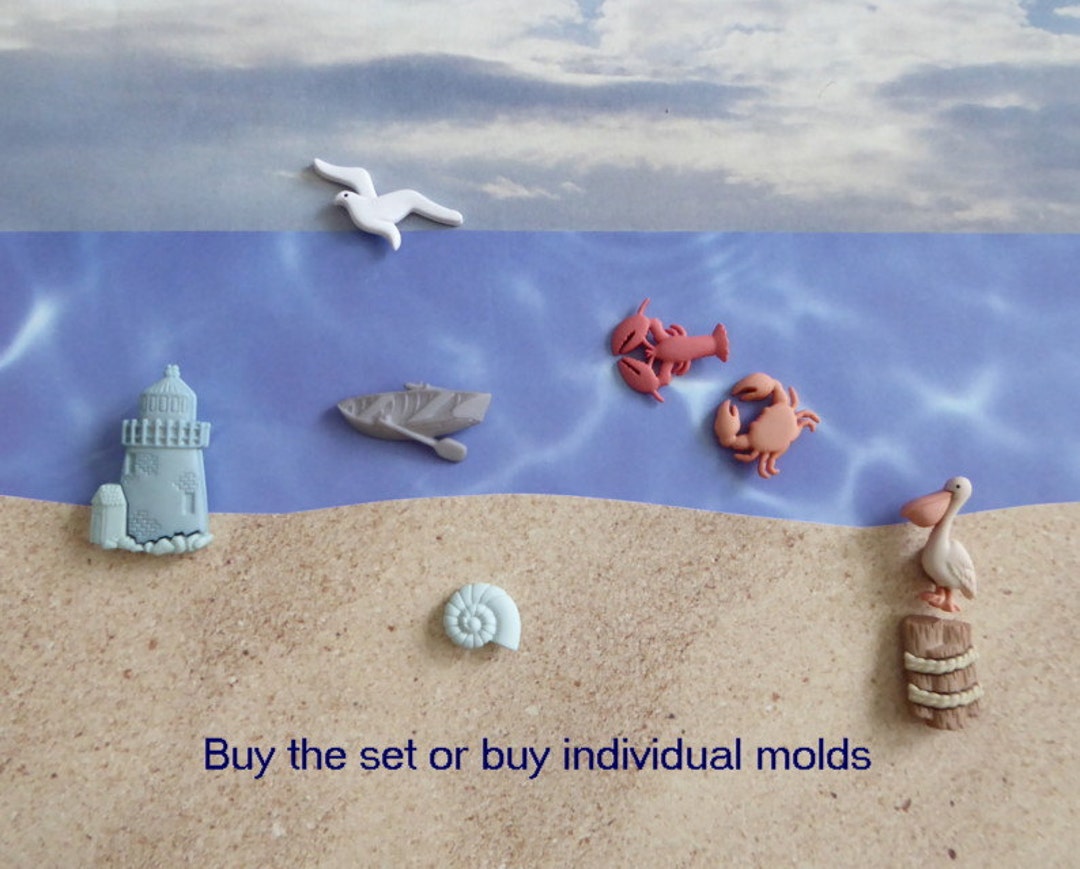 Pelican,lighthouse,crab,lobster,nautilus,seagull,rowboat Silicone Molds ...