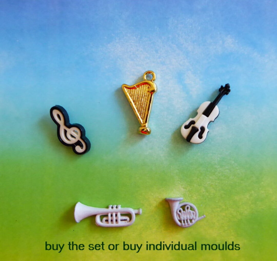 Harp, Cello, Trumpet, French Horn,treble Clef Silicone Molds for DIY ...