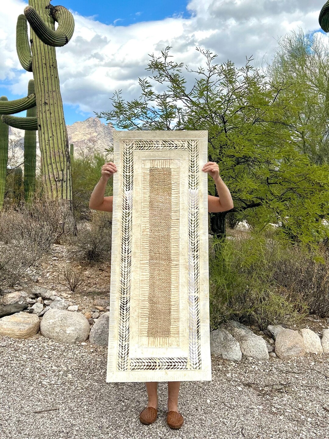 XXL Mexican Handmade Amate Paper 23.5 X 59 frame Not Included Cream ...